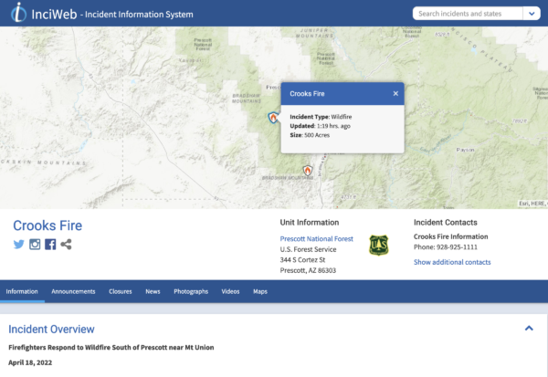 Crooks Fire Information - InciWeb - Walker Community